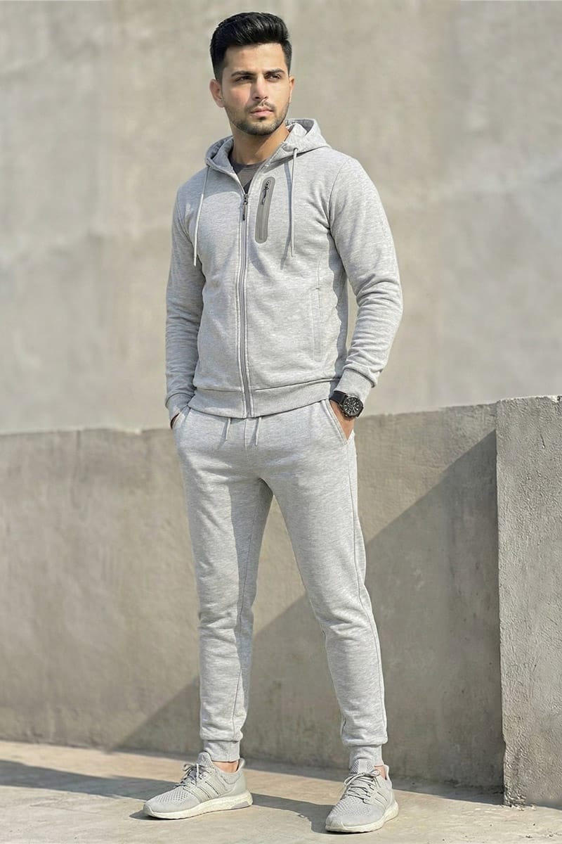 Grey Zip-Up Tracksuit - ExoWear